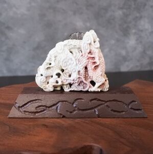 Vintage | Art | Antique Old Chinese Two Sided Dragon Phoenix Soapstone ...